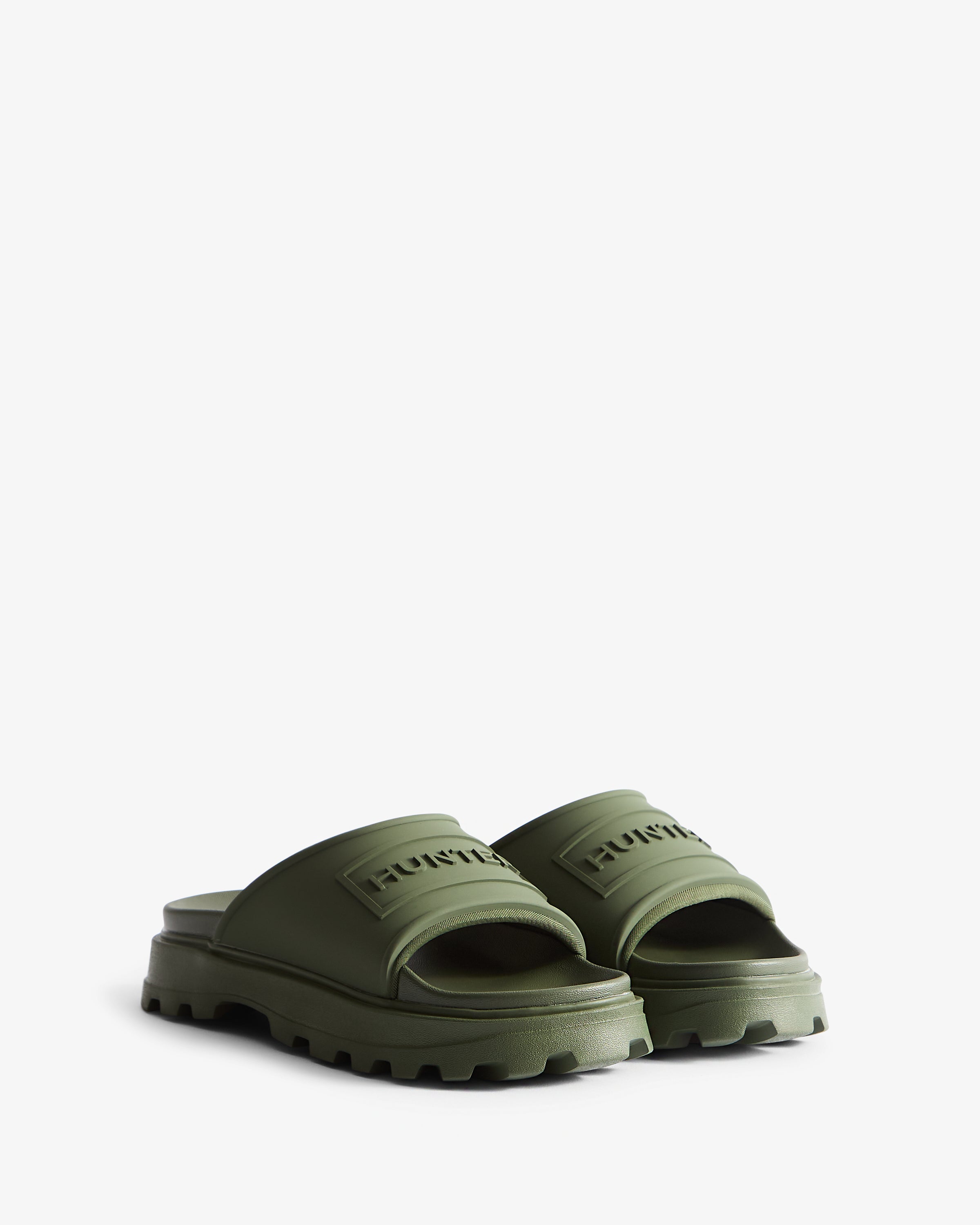 Hunter Boots Womens Moulded Stacked Slider Lichen Green – Hunter Boots ...